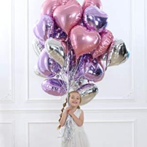 30 pcs Heart Balloons 18" Foil Love Balloons Mylar Balloons Silver heart balloons Valentines Day Decorations Balloons for Valentines Day Propose Marriage Wedding Party Wedding