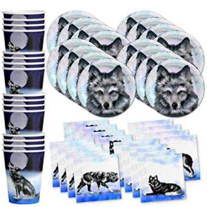 wolf birthday party supplies set plates napkins cups tableware kit for 16