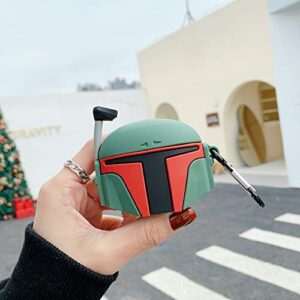 VARWANEO Earphone Case for AirPods Pro, 3D Popular Cute Mandalorian Boba Fett Silicone Design, Soft Silicone Portable&Shockproof Airpod Cover, for Apple Airpods 3&Pro Charging Case (Boba Fett)