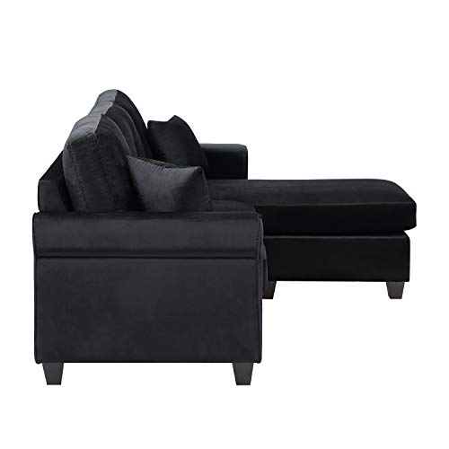 Lexicon Levi Reversible Sofa Chaise, Black