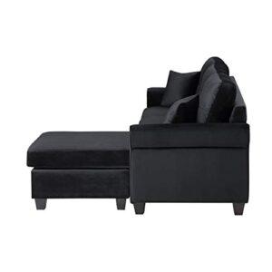 Lexicon Levi Reversible Sofa Chaise, Black