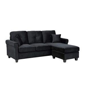 Lexicon Levi Reversible Sofa Chaise, Black