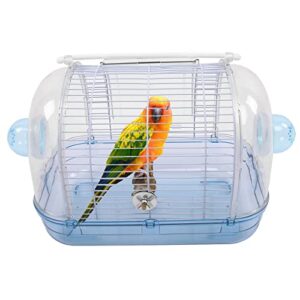 lightweight bird carrier travel cage with perch，portable transparent parrot carring case，breathable bird travel bag outdoor gear，small pet travel cage for cocktails parakeets conures (blue)