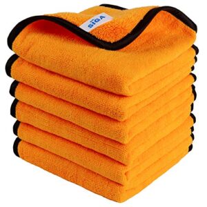 mr.siga professional premium microfiber towels for household cleaning, dual-sided car washing and detailing towels, gold, 15.7 x 23.6 inch, 6 pack