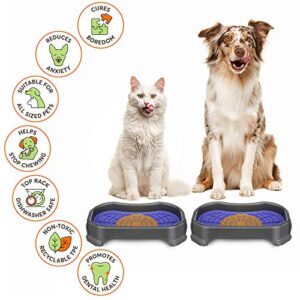 Neater Pets - Neat-LIK with Mess-Proof Tray Keeps Floors Clean - Slow Feeding Pad for Dogs & Cats - Relieves Anxiety & Cures Boredom - Fill Licking Pad with Treats & Food (Purple & Gunmetal)