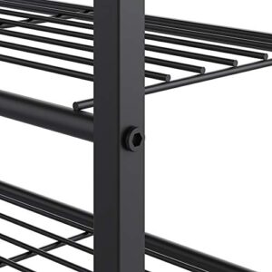 Yusong Shoe Rack, 5 Tier Shoe Organizer Storage for Closet Entryway, Narrow Tall Metal Shoe Shelves with Industrial Wooden Top, Rustic Brown and Black