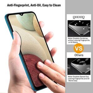 QHOHQ 3 Pack Screen Protector for Samsung Galaxy A12 ＆ A12 Nacho ＆ M12 with 3 Packs Camera Lens Protector,Tempered Glass Film,9H Hardness, HD, Anti-Scratch, 2.5D Edge, Anti-Fingerprint, Easy Install