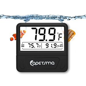 capetsma aquarium thermometer digital fish tank thermometer large lcd screen records high & low water temperature in 24 hrs