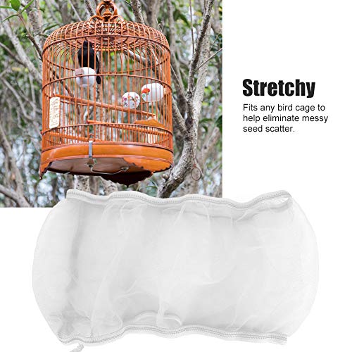 Fdit Bird Cage Cover, 2PCS Bird Cage Cover Birdcage Polyester Mesh Cover Seed Catcher Universal Parrots Cage Accessories(White)