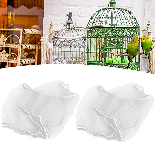 Fdit Bird Cage Cover, 2PCS Bird Cage Cover Birdcage Polyester Mesh Cover Seed Catcher Universal Parrots Cage Accessories(White)