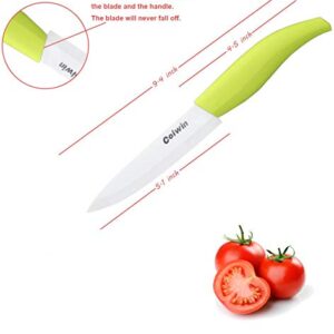 Ceramic Knife Set Color Ceramic Knives Set with Stain Resistant 6 inch Chef Knife, 5 inch Steak Knife, 4 inch Fruit Knife, 3 inch Sushi Knife, Peeler