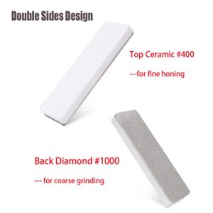 Diamond Sharpening Stone Knife Sharpener Mini Compact Double Side for Pocket 400/1000 with Ceramic Silver-1pcs,2-15/16 inchx1 inchx1/4 inch