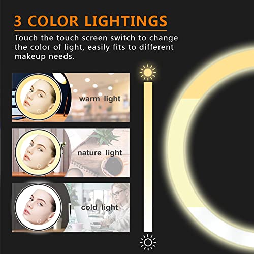 USB 10X Magnifying Mirror with Light Makeup Mirror with Lights LED Lighted Makeup Mirror Vanity Mirror with Lights Flexible Gooseneck Mirror with Lights with Powerful Suction Cup