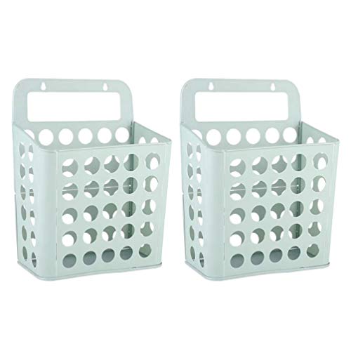 Hemoton 2pcs Hanging Plastic Laundry Basket Foldable Laundry Hamper Bag Collapsible Dirty Clothes Storage Container for College Dorm Bathroom Bedroom Random Color