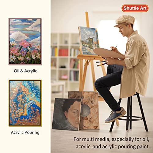 Shuttle Art Stretched Canvas, 20 PCS Value Pack, 5 x 7, 8 x 10 Inches (10 of Each), 100% Cotton, Primed White Canvases for Painting, Stretched Canvas Art Supplies for Acrylic, Oil, Acrylic Pouring