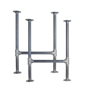 pipe decor desk leg set, classic h design for desks or tables, authentic industrial pipe, 28.75-in h x 21.5-in w, 1-inch diameter pipe, 2-pk