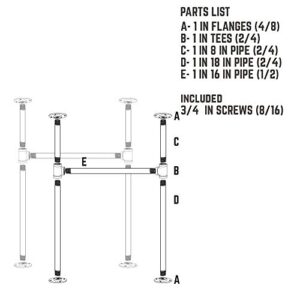 PIPE DECOR Desk Leg Set, Classic H Design for Desks or Tables, Authentic Industrial Pipe, 28.75-in H x 21.5-in W, 1-inch Diameter Pipe, 2-Pk