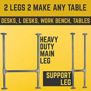 PIPE DECOR Desk Leg Set, Classic H Design for Desks or Tables, Authentic Industrial Pipe, 28.75-in H x 21.5-in W, 1-inch Diameter Pipe, 2-Pk