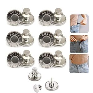 6pcs perfect fit instant button, instant buttons, jean replacement buttons removable button no sew buttons to extend or reduce an inch to any pants waist in seconds!