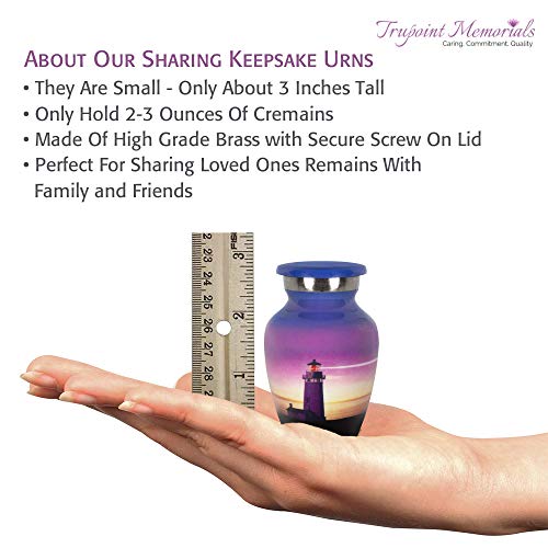 Trupoint Memorials Cremation Urns for Human Ashes - Decorative Urns, Urns for Human Ashes Female & Male, Urns for Ashes Adult Female, Funeral Urns - Lighthouse, 1 Small Keepsake