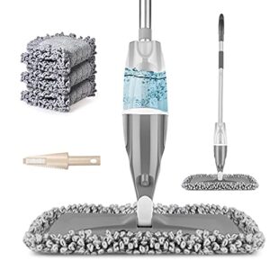 microfiber mop spray mop for floor cleaning - exego floor mop wood mop kitchen mop dry wet mop with 3 reusable pads & 640ml refillable spray bottle for hardwood floor ceramic tiles floor cleaning