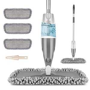 Microfiber Mop Spray Mop for Floor Cleaning - EXEGO Floor Mop Wood Mop Kitchen Mop Dry Wet Mop with 3 Reusable Pads & 640ML Refillable Spray Bottle for Hardwood Floor Ceramic Tiles Floor Cleaning