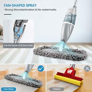 Microfiber Mop Spray Mop for Floor Cleaning - EXEGO Floor Mop Wood Mop Kitchen Mop Dry Wet Mop with 3 Reusable Pads & 640ML Refillable Spray Bottle for Hardwood Floor Ceramic Tiles Floor Cleaning