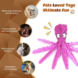 MANOPAWS 3 Pack Dog Toys for Small Dogs, Medium Dogs, Large Dogs, Puppy Teething Chew Toys, Aggressive chewers, No Stuffing Crinkle Plush Dog Toys (Octopus)