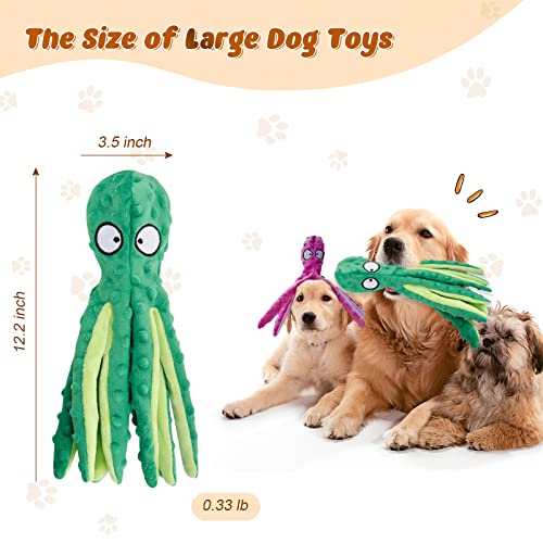 MANOPAWS 3 Pack Dog Toys for Small Dogs, Medium Dogs, Large Dogs, Puppy Teething Chew Toys, Aggressive chewers, No Stuffing Crinkle Plush Dog Toys (Octopus)