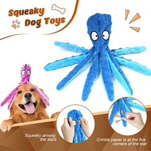 MANOPAWS 3 Pack Dog Toys for Small Dogs, Medium Dogs, Large Dogs, Puppy Teething Chew Toys, Aggressive chewers, No Stuffing Crinkle Plush Dog Toys (Octopus)