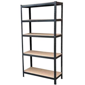 autofather 5-tier heavy duty metal shelving, 70" x 35" x 16" racking storage unit, black (386lb capacity per shelf), 1929lb total capacity garage shed storage shelving units, 3 year warranty