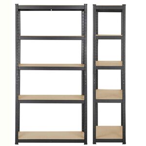 Autofather 5-Tier Heavy Duty Metal Shelving, 70" x 35" x 16" Racking Storage Unit, Black (386LB Capacity Per Shelf), 1929LB Total Capacity Garage Shed Storage Shelving Units, 3 Year Warranty