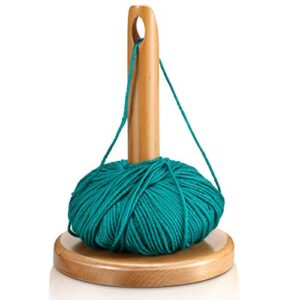 wood yarn holder for knitting crochet wooden frame with hole in the middle, prevent yarn tangling, winding and dispensing accessories, presents for craft lovers