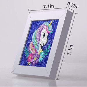 Craftoy 5D Diamond Painting Kits for Kids 7.1‘’ X 7.1‘’ Wooden Frame Diamond Arts and Crafts for Kids Mosaic Gem Stickers by Number Kits DIY Painting Arts Crafts Supply Set Embroidery Gift (F-Unicorn)