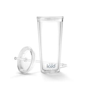 mr. coffee iced coffee tumbler, 22 oz., with lid and straw, clear