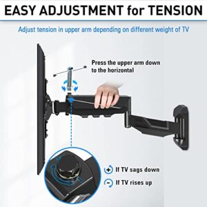 MOUNTUP Height Adjustable TV Wall Mount, TV Mount for Most 23-55 Inch TVs, Gas Spring Full Motion TV Wall Mount Bracket, Swivel Tilt Single Articulating Arm, Fits Max VESA 400x400mm, 11-44lbs MU0037