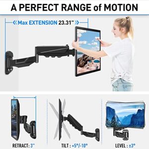 MOUNTUP Height Adjustable TV Wall Mount, TV Mount for Most 23-55 Inch TVs, Gas Spring Full Motion TV Wall Mount Bracket, Swivel Tilt Single Articulating Arm, Fits Max VESA 400x400mm, 11-44lbs MU0037