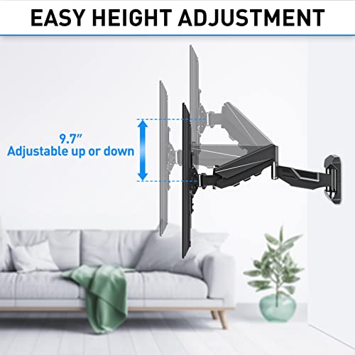 MOUNTUP Height Adjustable TV Wall Mount, TV Mount for Most 23-55 Inch TVs, Gas Spring Full Motion TV Wall Mount Bracket, Swivel Tilt Single Articulating Arm, Fits Max VESA 400x400mm, 11-44lbs MU0037