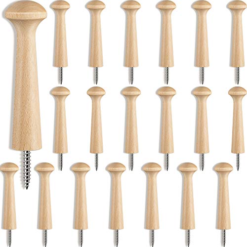 Jetec Wooden Shaker Peg Wood Screw-on Shaker Pegs 2.9 Inch Long Unfinished Wood Shaker Racks for Hanging Clothes Hats Towel and More DIY Paint Color (20 Pieces)