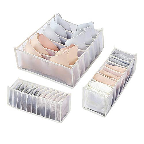 Underwear Drawer Organizer, Drawer Divider, Foldable Closet Storage Boxes Dresser Drawer Organizers for Underwear, Socks, Clothes, Stockings, Scarves, Ties and Bras Underwear Organizer Dividers 3Pcs