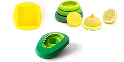 Food Huggers Kitchen Must-haves (8 Pieces)- Butter Hugger Keeps Butter Sealed and Fresh + Avocado Hugger (Set of 2) + Food Huggers Fresh Greens (Set of 5), Dishwasher Safe Silicone/ 100% BPA Free