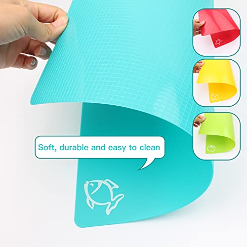 KUFUNG Flexible Cutting Board Mats for Kitchen - 100% Non Slip (New) Color Coordinated Plastic Cutting Boards on Any Countertop