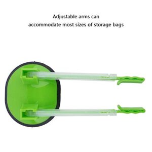 Adjustable Baggy Rack Stand, Food Storage Bags Racks Holder Hand Free Storage Bag Clip for Food Prep Bag Plastic Freezer Bags(Green)