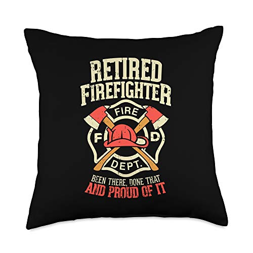 Retired Firefighter Gifts Proud Firefighter Throw Pillow, 18x18, Multicolor