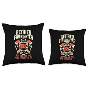 Retired Firefighter Gifts Proud Firefighter Throw Pillow, 18x18, Multicolor