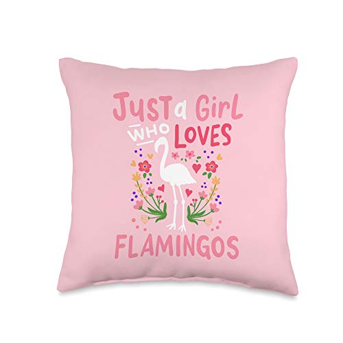 Just a Girl Who Loves Flamingos Flamingo Throw Pillow, 16x16, Multicolor