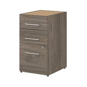 bush business furniture office 500 3 drawer file cabinet-assembled, 16w, modern hickory