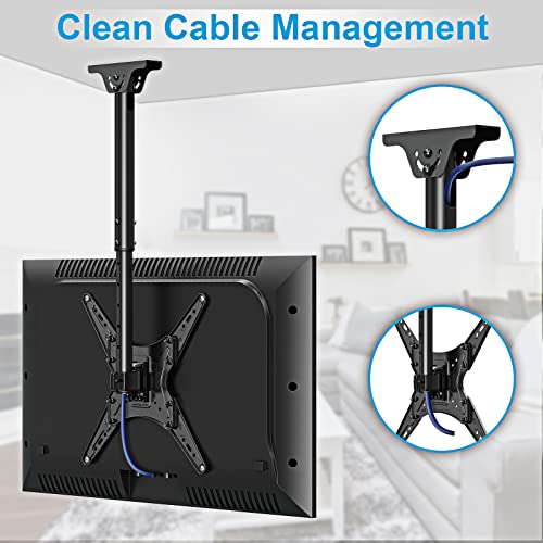 MOUNTUP Ceiling TV Mount for Most 24''-65'' TVs, Hanging TV Ceiling Mount for 32 43 50 55 60 65 inch TVs, Full Motion Height Adjustable TV Mount Bracket, Holds up to 99lbs, Max VESA 400x400mm, MU0039