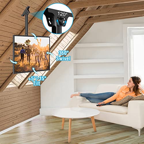 MOUNTUP Ceiling TV Mount for Most 24''-65'' TVs, Hanging TV Ceiling Mount for 32 43 50 55 60 65 inch TVs, Full Motion Height Adjustable TV Mount Bracket, Holds up to 99lbs, Max VESA 400x400mm, MU0039