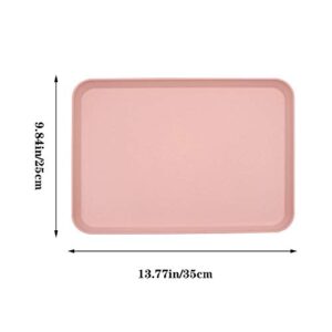 2Pcs Unbreakable Serving Tray Decorative Tray Wheat Straw, Great for Dinner Tray Tea Tray Bed Tray Bar Tray Breakfast Tray Food Tray (Pink)